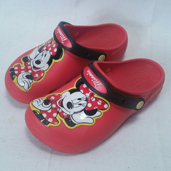 CROCS | Shoes | Crocs Girls Minnie Mouse Red Sandals Mules Sz 3 Y ...